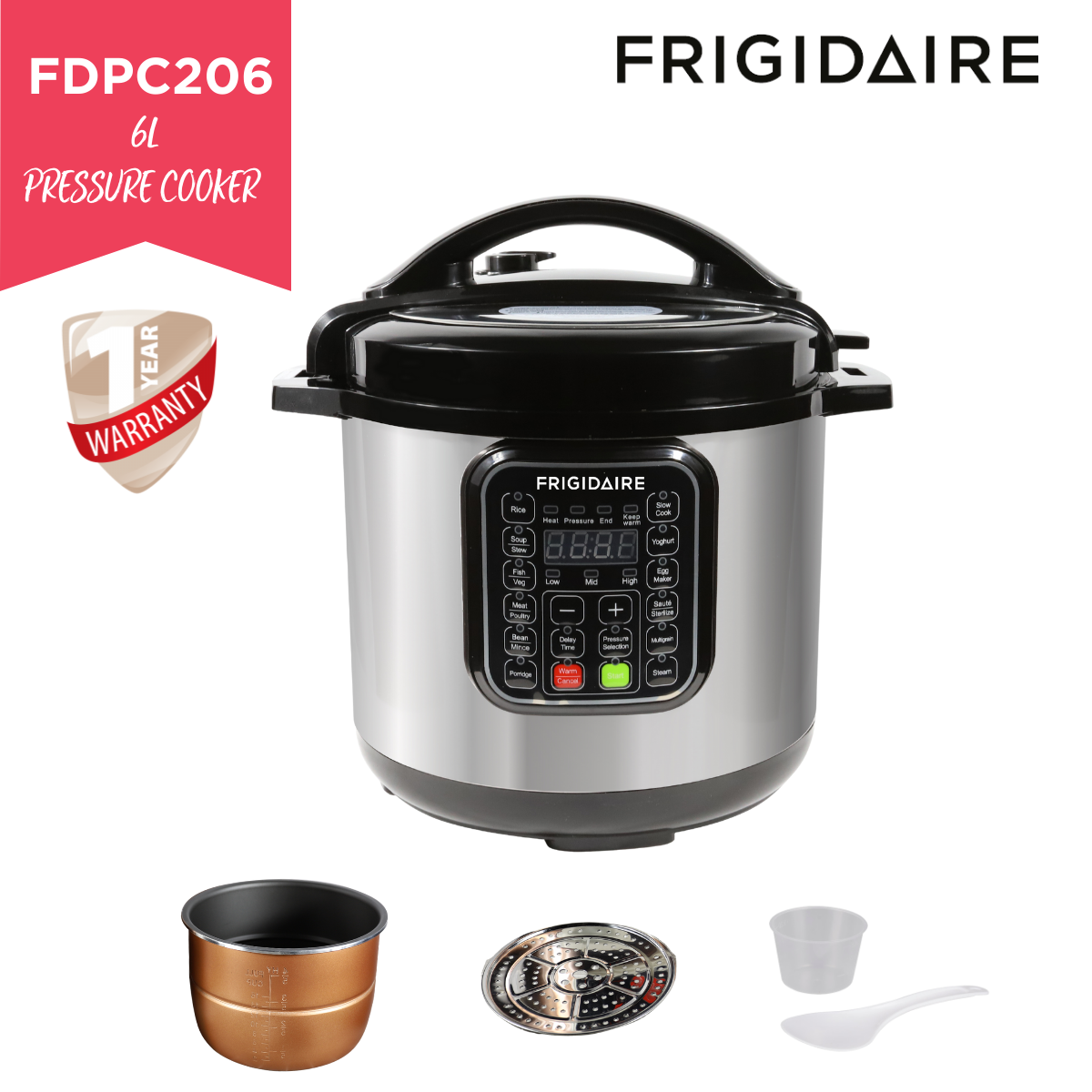 Frigidaire FD-PC206 220 Volt 6-Liter Instant Pressure Cooker for Export ...