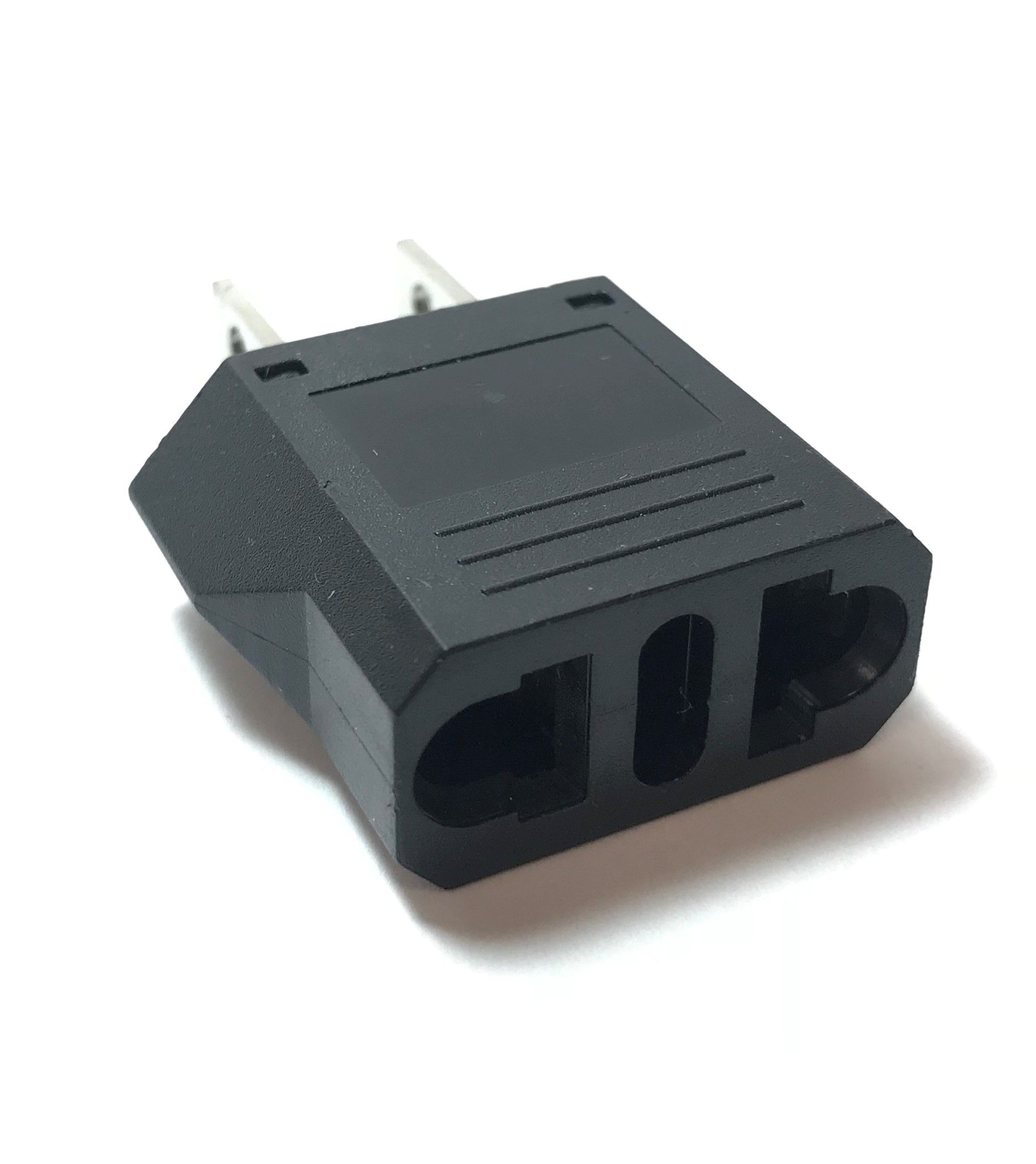 Type A European To American Plug Adapter, Black, Flat Blades